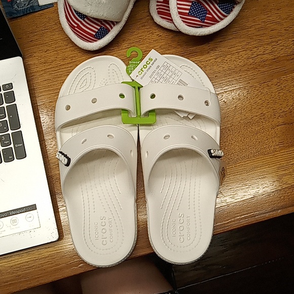 CROCS | Shoes | White Classic Crocs Sandal Slides | Poshmark